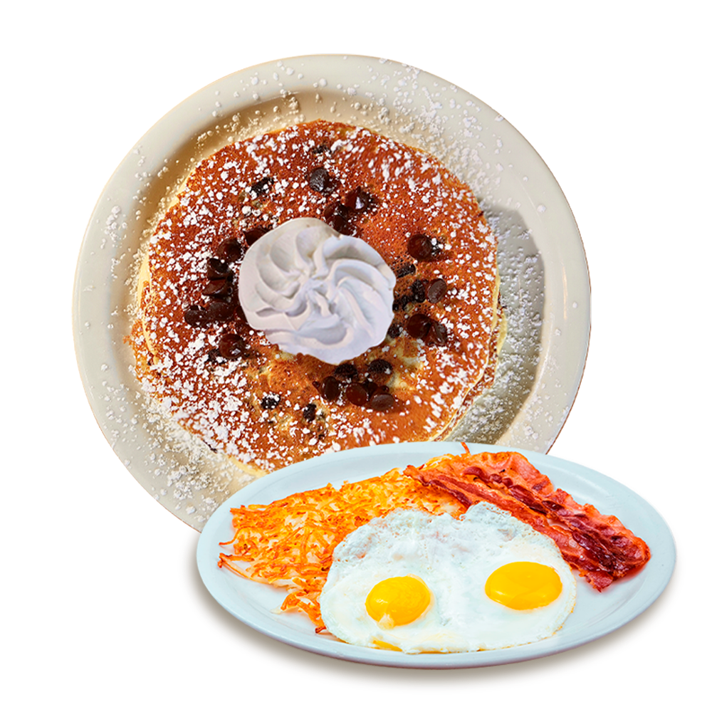 Best Pancake Combo Breakfast | Eggs, Bacon & Hashbrowns CA